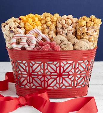 Holiday Popcorn Tins | Holiday Gift Baskets | The Popcorn Factory