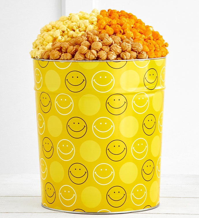 Smiley Popcorn Tin | Flavored Popcorn Buckets | The Popcorn Factory